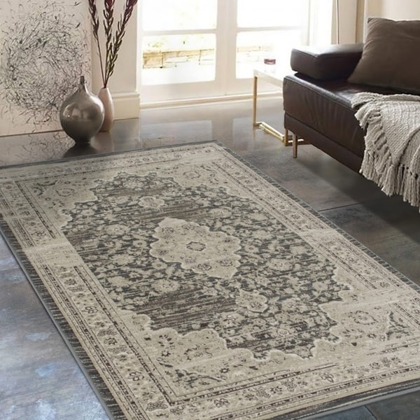 Brooklyn Rug Co Gena Distressed Transitional Medallion Area Rug - Bed ...
