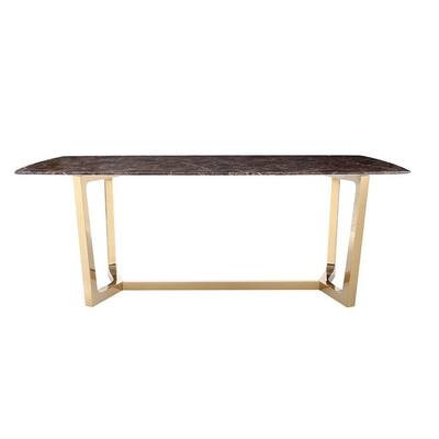 Modrest Garrett Modern Brown Faux Marble & Gold Dining Table ...