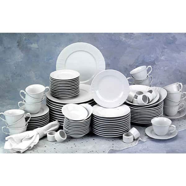 Farberware Lattice White 100-piece Dinnerware Set - Bed Bath & Beyond ...