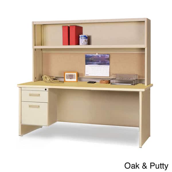 Marvel 60-inch Single Pedestal Steel Desk with Open Shelf - Bed Bath ...