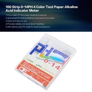 100 Strip 0-14PH 4 Color Test Paper Alkaline Acid Indicator Meter For ...