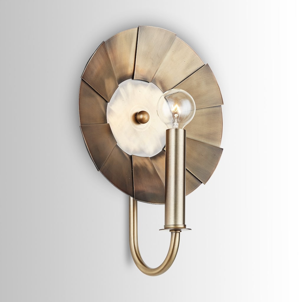 Carbon Loft Joseph 1-light Aged Brass Sunburst Wall Sconce - Overstock ...