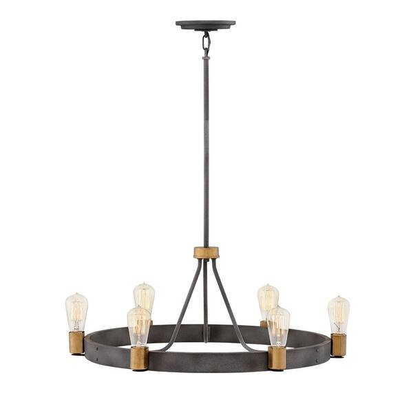 Hinkley Silas 6-Light Chandelier in Aged Zinc - Bed Bath & Beyond ...