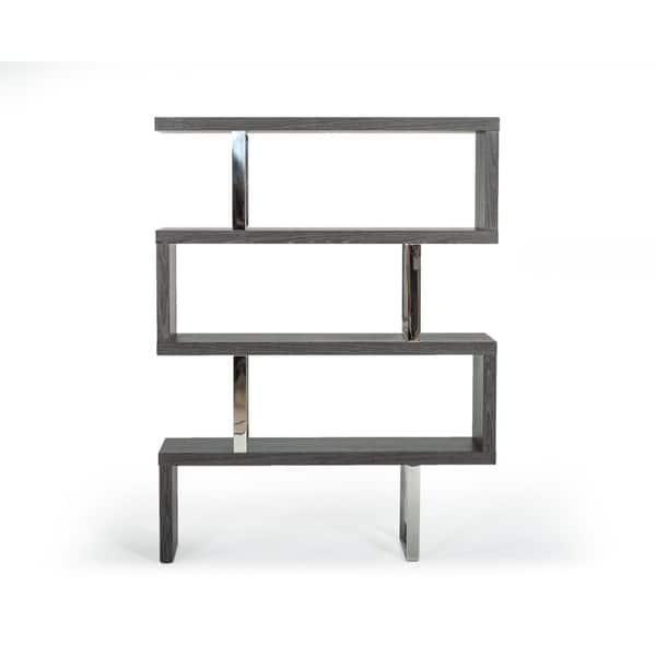Maze Shape Wooden Bookcase with Steel Support, Gray And Silver - Bed ...