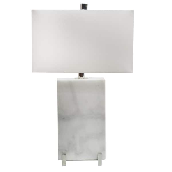 White Marble Base Table Lamp With Polished Nickel Frame - Bed Bath ...
