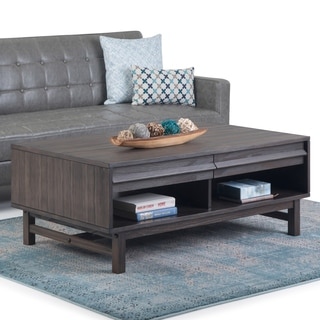 WYNDENHALL Blair SOLID WOOD 50 inch Wide Rectangle Rustic Modern Coffee ...