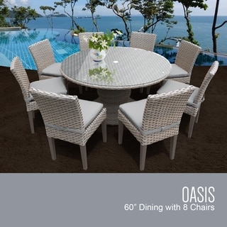 Oasis 60 Inch Outdoor Patio Dining Table with 8 Armless Chairs - Bed ...