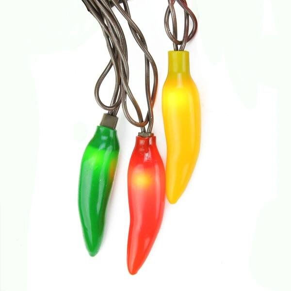 35-Count Yellow and Green Chili Pepper String Light Set 22.5ft Brown ...