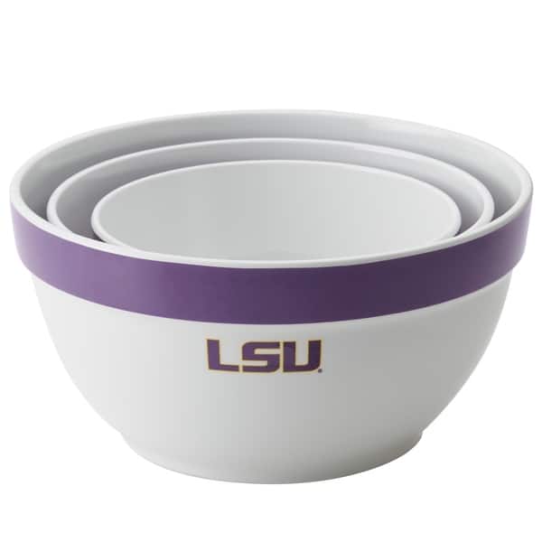 College Kitchen Collection LSU 3-Piece Party Bowls Set, Purple - Bed ...