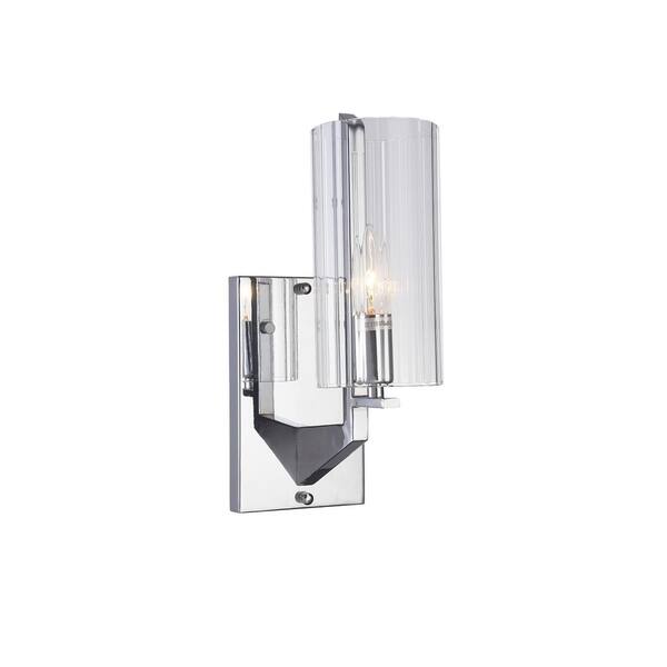 Chrome Metal Wall Sconce with Glass Shade - Bed Bath & Beyond - 26457140