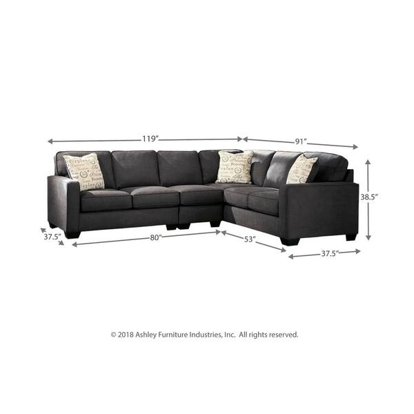 Alenya 3-Piece Sectional - Charcoal - Bed Bath & Beyond - 26459045