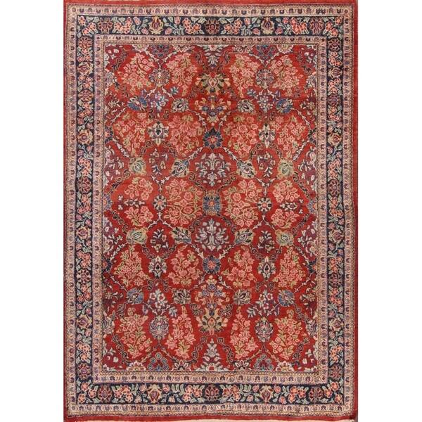 Antique Traditional Hand Made Wool Mahal Persian Floral Area Rug - 10'2 ...