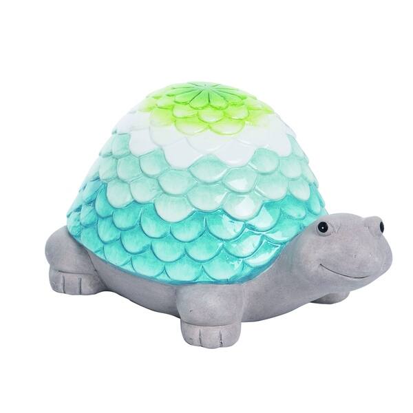 Transpac Terracotta Multicolor Spring Glazed Ombre Shell Turtle Garden ...