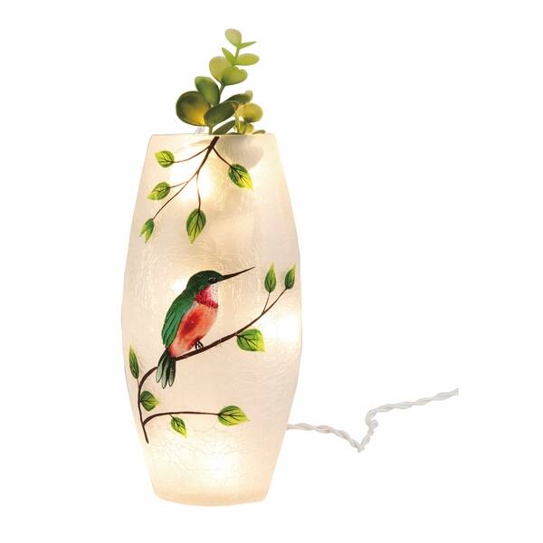 Transpac Glass White Spring Hummingbird Vase with LED - Bed Bath ...