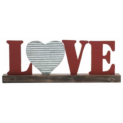 Transpac Wood Red Valentines Day Love Word Block Decor - Overstock ...
