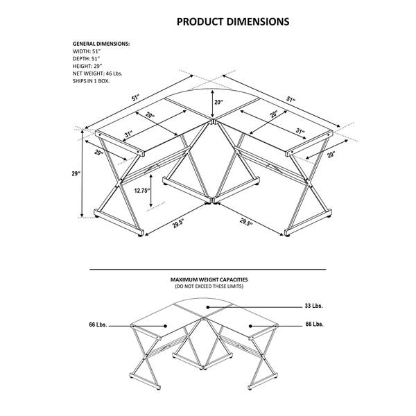 Modern Designs Tempered Glass L Shaped Computer Desk Workstation Bed Bath And Beyond 26638109