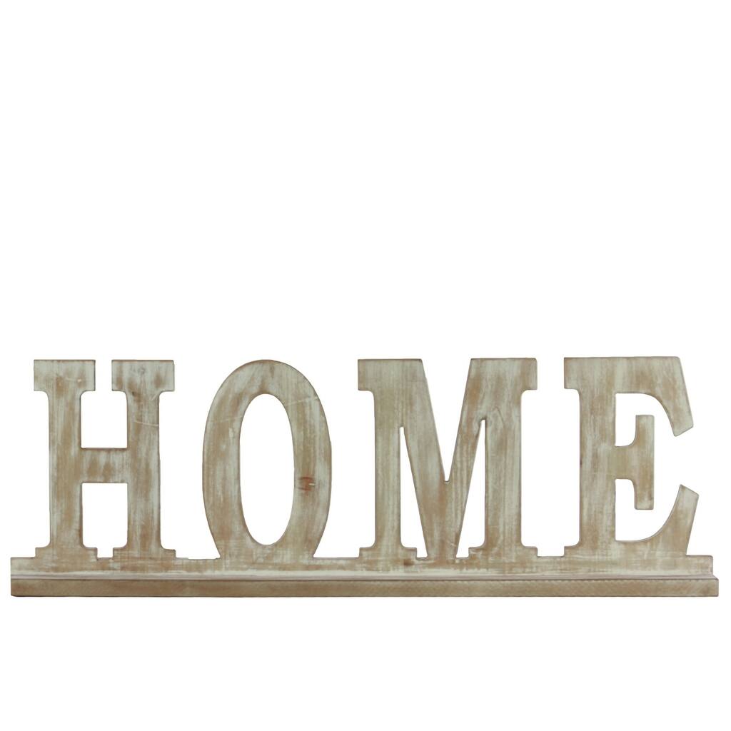 UTC32362: Wood Alphabet Decor "HOME" on Base Weathered Finish Beige ...