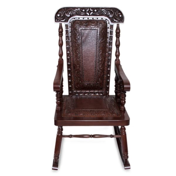 Handmade Nobility Tornillo and Leather Rocking Chair (Peru) - Bed Bath ...