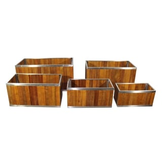 10 x 20 Rectangular Wooden Planter with Stainless Steel Trim - Bed Bath ...