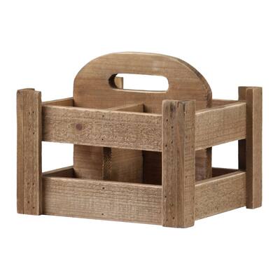 UTC53320: Wood Square Caddy with Top Center Handle and 4 slots Natural ...