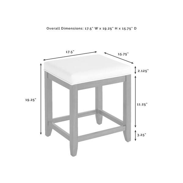 Vista Vanity Stool In Vintage Grey With Dove Grey Linen (As Is Item ...