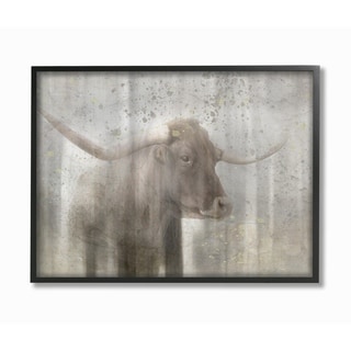 Stupell Washed Out Distressed Surface Rustic Bull Framed Art, 11 x 14 ...