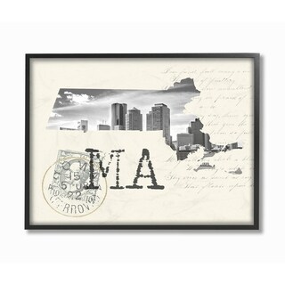 Stupell Massachusetts Black and White Photograph Framed Art, 11 x 14, Design By Artist Daphne ...