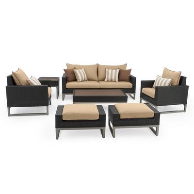 Milo 7pc Espresso Deep Seating Set in Maxim Beige by RST Brands ...