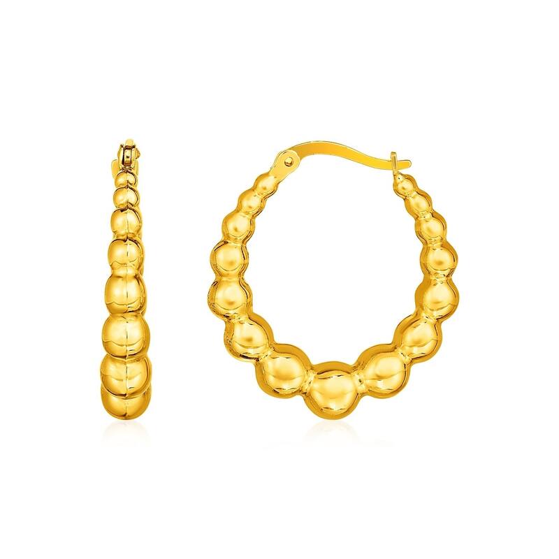14k Yellow Gold Graduated Sphere Hoop Earrings - Overstock - 26892493
