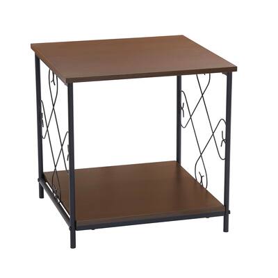 Household Essentials Endtable in Walnut and Black Metal - Overstock ...