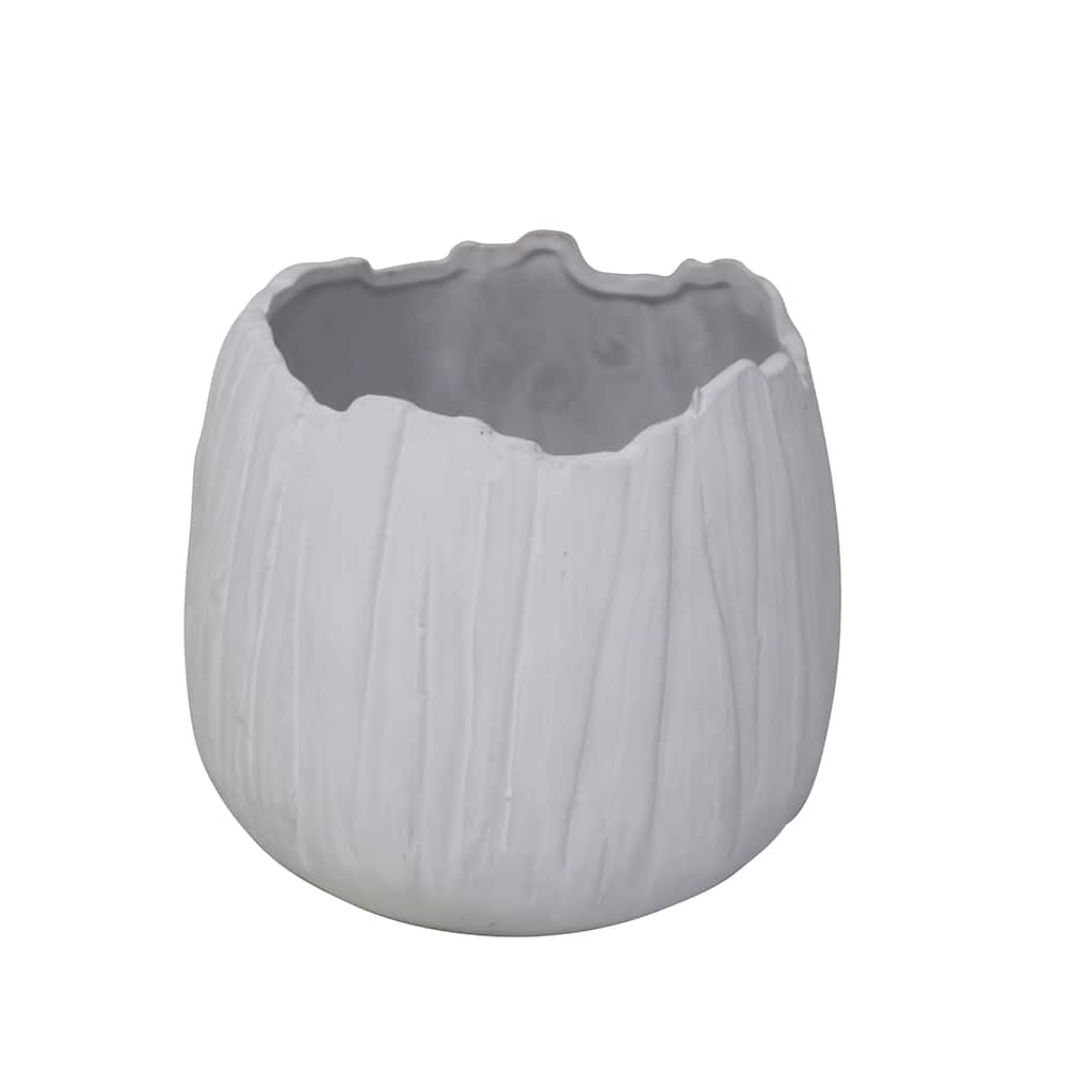 Irregular Shaped Ceramic Planter Pot, Large, White - Overstock - 26955977