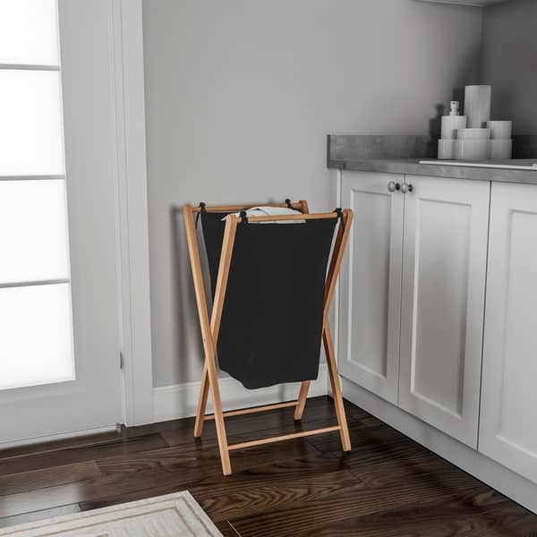 Foldable Bamboo Laundry Hamper - Lightweight Space Saving Collapsible X ...