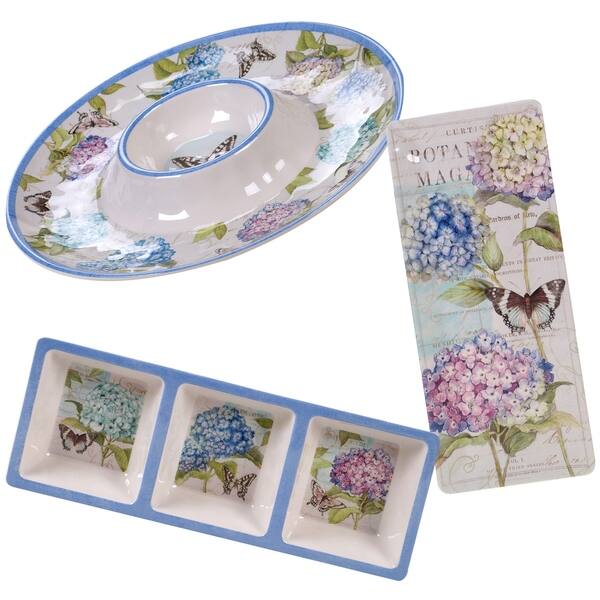 Certified International Hydrangea Garden 3-piece Hostess/Serveware Set ...