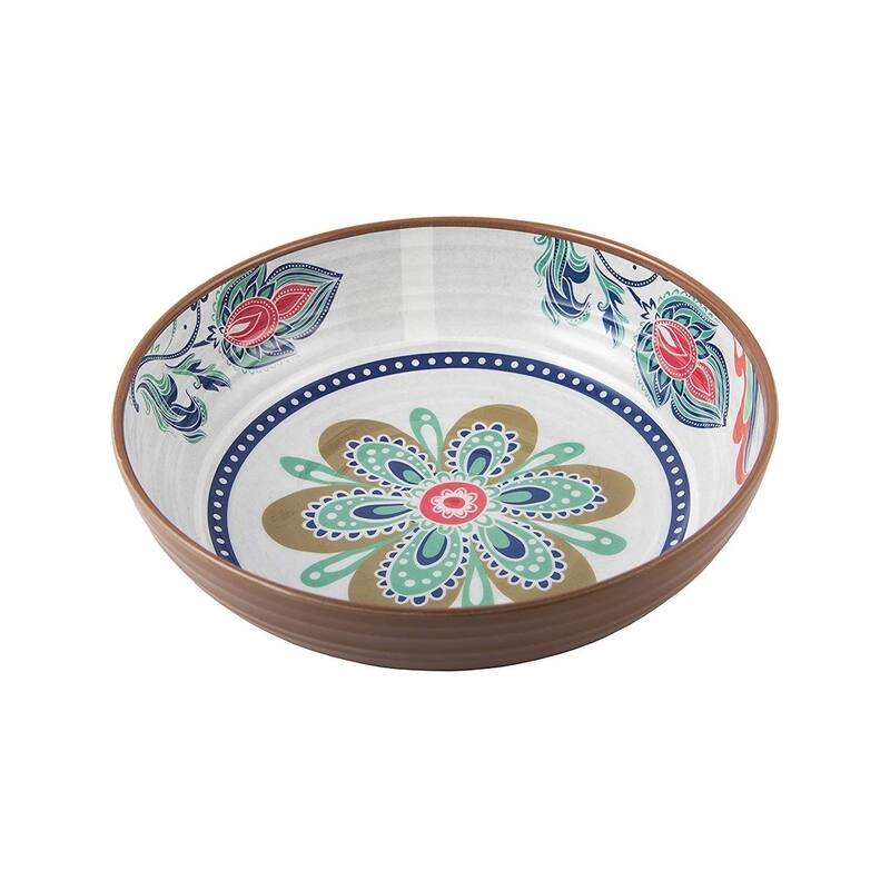 Melange 36-Piece 100% Melamine Bowl Set (Flowers in Clay) | Shatter ...