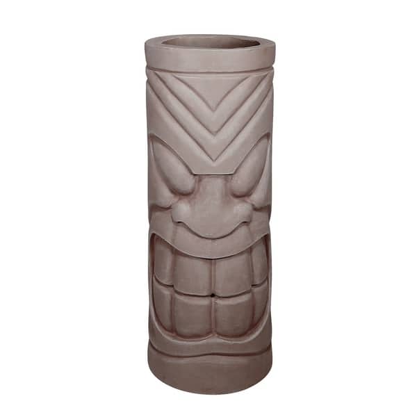 Alpine Tiki God Smiling Gray Stone Planter, 24 Inch Tall - Bed Bath ...