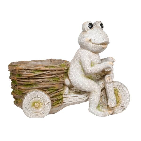 Alpine Stone Frog on Tricycle w/ Planter Basket, 12 Inch Tall - Bed ...