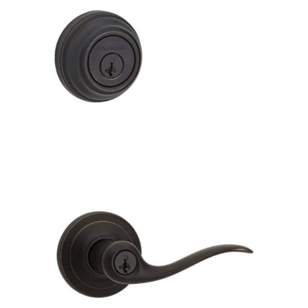 Kwikset Tustin Venetian Bronze Metal Entry Lever and Deadbolt Set ANSI ...