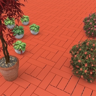 Patio and Deck Tiles- 6 Pcs, Interlocking Criss-Cross Pattern Weather ...