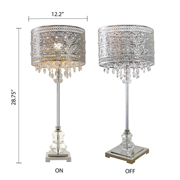 Silver Orchid Brielle Polished Nickel and Crystal 1-light Buffet Table ...