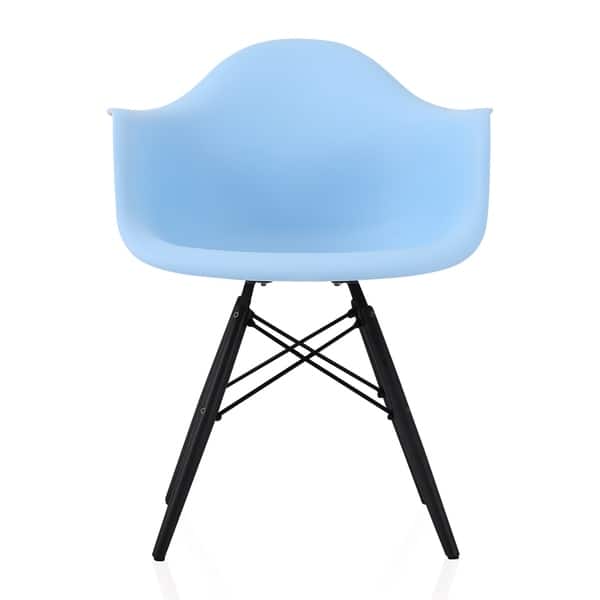 CozyBlock Scandinavian Blue Molded Plastic Dining Arm Chair with Black ...