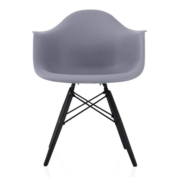 CozyBlock Scandinavian Dark Grey Molded Plastic Dining Arm Chair with ...