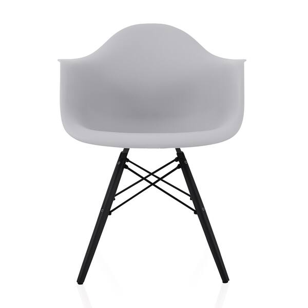 CozyBlock Scandinavian Light Grey Molded Plastic Dining Arm Chair with ...