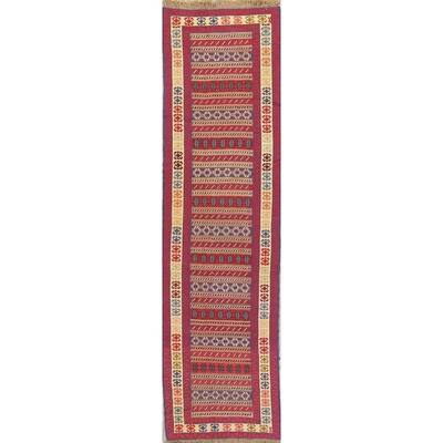 Kilim Geometric Hand Woven Wool Persian Rug - 9'0" x 2'5" Runner ...