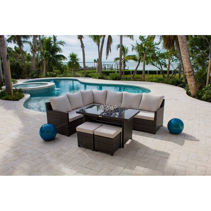 Ultra 5 PC Sectional Dining Set with Cushions - Overstock - 27103753