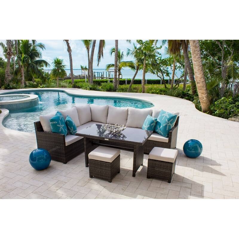 Ultra 5 PC Sectional Dining Set with Cushions - Overstock - 27103753