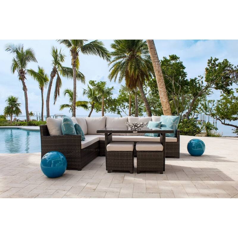 Ultra 5 PC Sectional Dining Set with Cushions - Overstock - 27103753