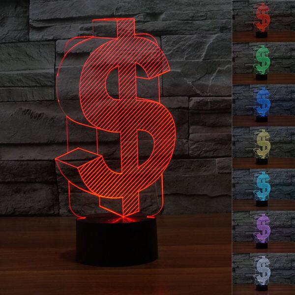 Smart Touch 3D Illusion 7-Color LED Light - Dollar Sign - Bed Bath ...