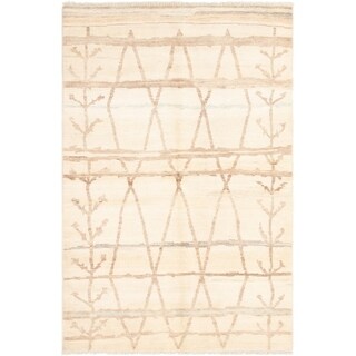 Hand-knotted Tangier Cream Wool Rug - Bed Bath & Beyond - 27147815