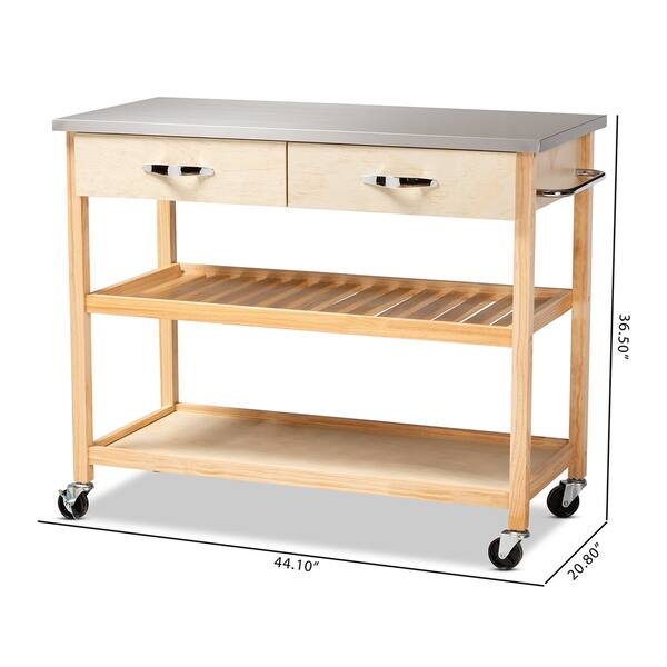 Modern and Contemporary 2-Drawer Kitchen Island Utility Storage Cart ...