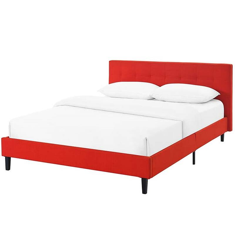 Copper Grove Silistra Full-size Red Fabric Platform Bed with Tufted ...